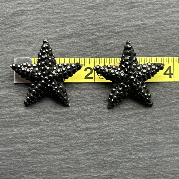 RICHARD KERR | Jewelry | Richard Kerr Vintage Black Star Clipon Earrings | Poshmark